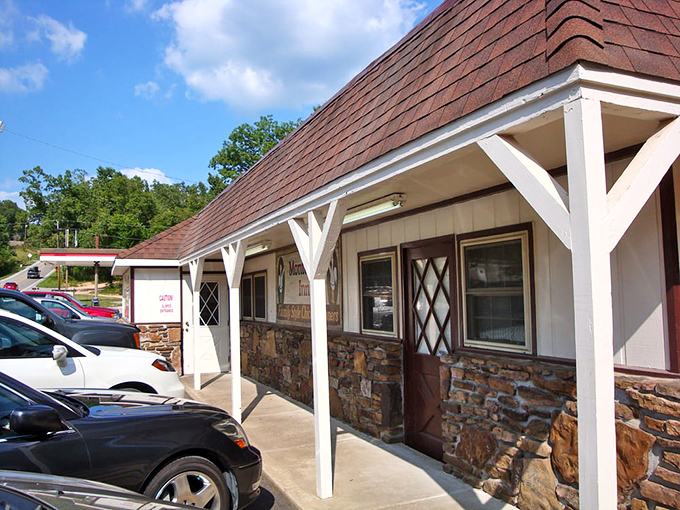 The stone foundation and white siding might not scream "culinary destination," but locals know&mdash;this modest exterior hides flavor treasures within.