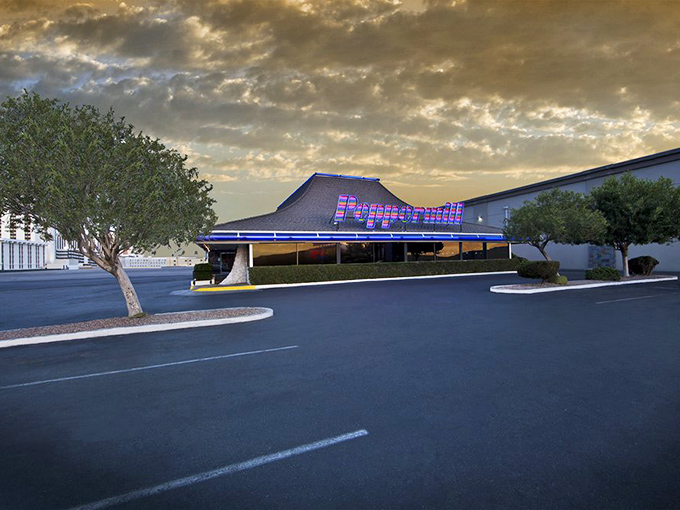 As dusk settles, Peppermill's neon sign flickers to life, beckoning night owls and early birds alike to a Vegas dining experience that never sleeps.