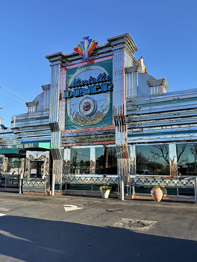 Another angle of the gleaming exterior reveals why people photograph a diner almost as often as they photograph their food.