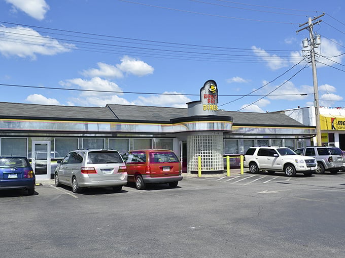 From this angle, you can almost hear the sizzle of the grill and smell the coffee brewing as cars fill the lot for weekend breakfast.