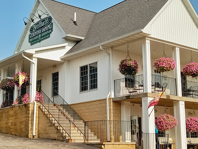 In summer, those hanging flower baskets frame Breitbach's like nature's own Instagram filter&mdash;#NoFilterNeeded for this slice of Americana.