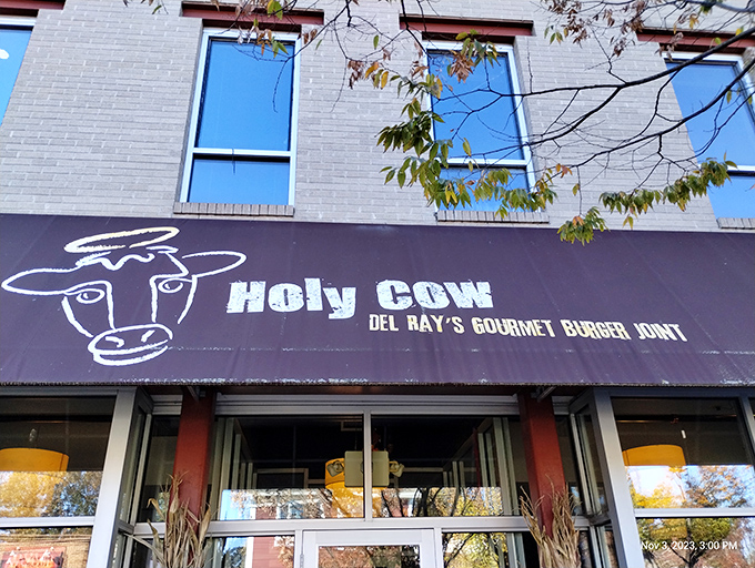 The Holy Cow sign promises salvation for the hungry. Del Ray's gourmet burger joint delivers on the divine experience its name suggests.