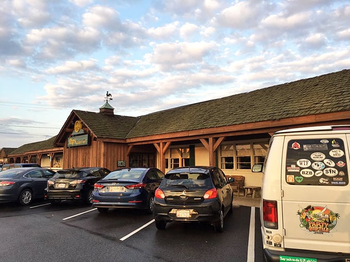 Golden hour casts a magical glow on Rip's exterior, turning a simple country restaurant into something that belongs on a postcard.