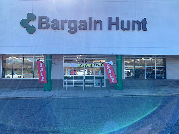 The siren call of "CLEARANCE" beckons bargain hunters through these doors. Adventure awaits, and your wallet will thank you.