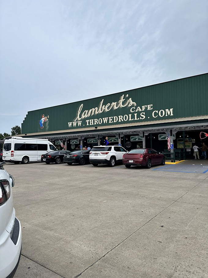 From this angle, you can almost hear the rolls flying through the air inside. The parking lot fills early&mdash;a testament to what awaits beyond those doors.