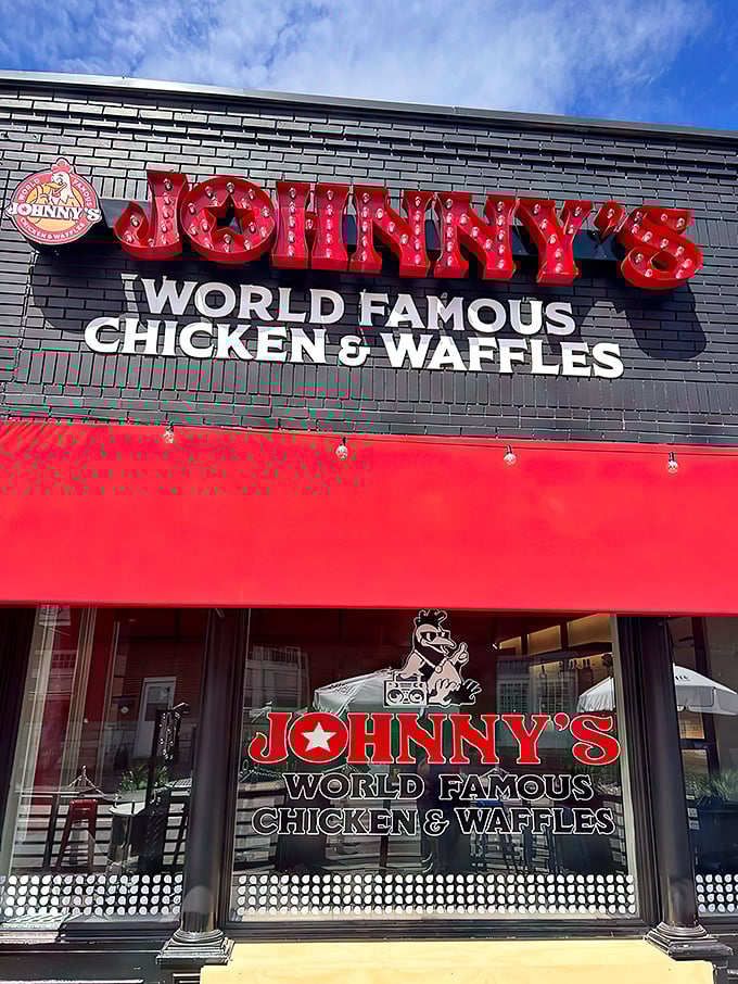 That sign isn't just illuminated&mdash;it's making promises your taste buds will thank you for keeping. The chicken awaits.