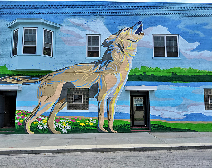 That wolf isn't howling&mdash;it's calling you to dinner. The mural that launched a thousand appetites in downtown Fort Wayne.