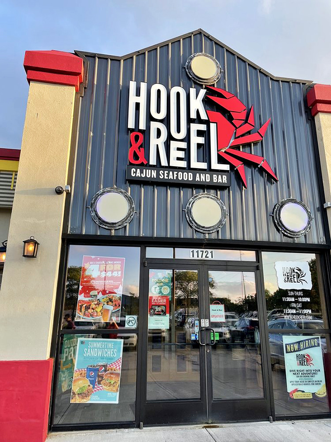 The restaurant's sign serves as a beacon for seafood lovers, much like a lighthouse guides ships&mdash;except you're driving a Subaru, not sailing a schooner.