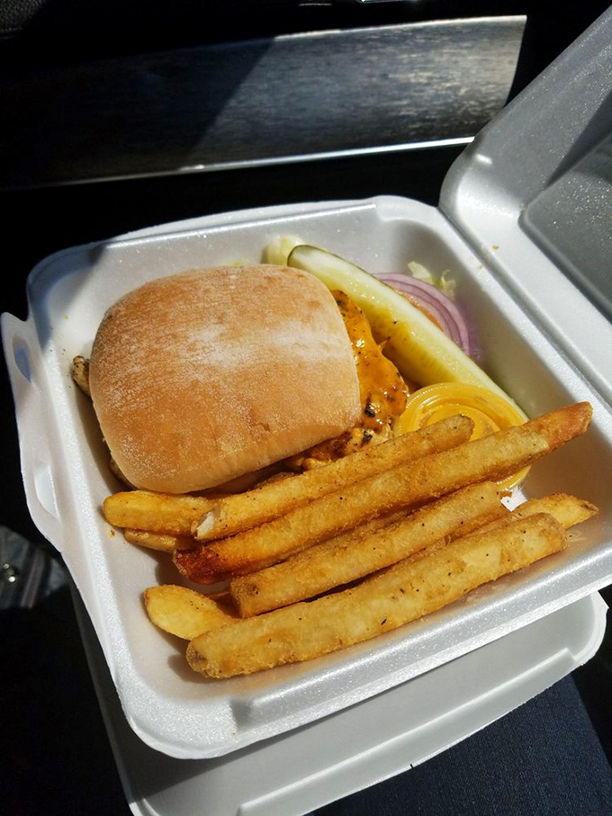 When a sandwich travels this well, you know it's special. Even in a takeout container, the harmony of crispy chicken, soft bun, and golden fries remains intact.