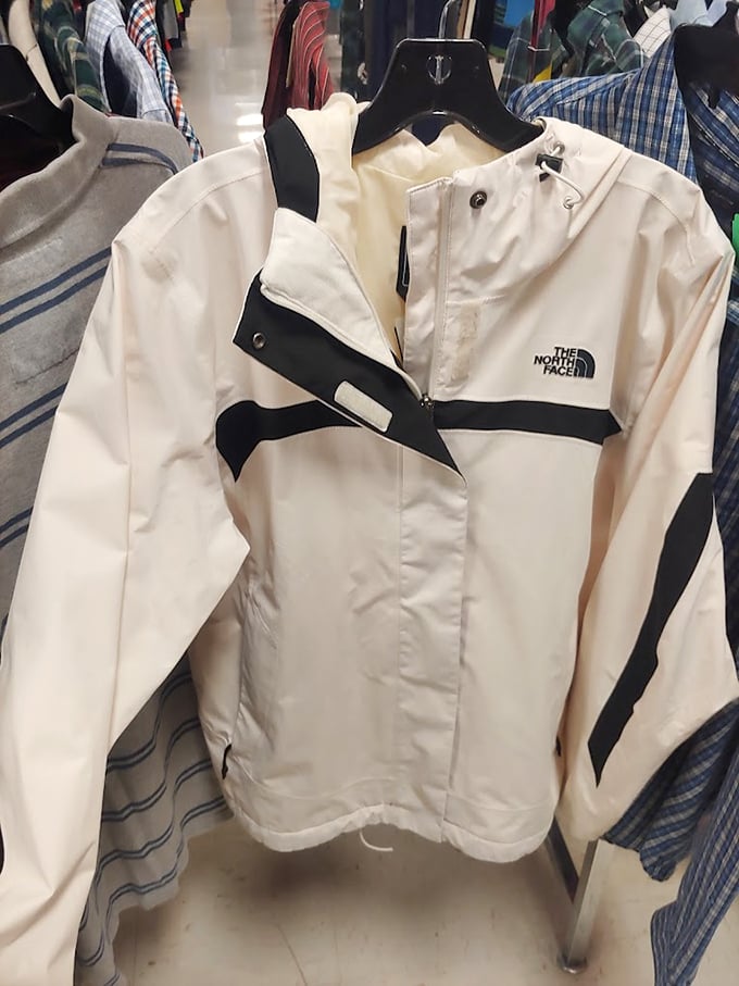 A North Face jacket at thrift store prices? This is the equivalent of finding a twenty in your winter coat pocket&mdash;unexpected joy in white nylon form.