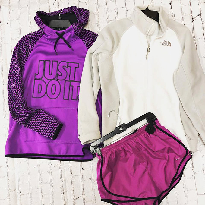 Athleisure treasures that let you look like you might exercise while actually heading to brunch. The North Face and Nike combo says "outdoorsy" even if your idea of hiking is the mall.
