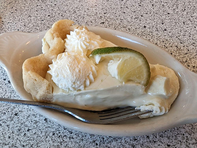 This key lime pie doesn't just end your meal&mdash;it punctuates it with a creamy exclamation point, that perfect sweet-tart balance that makes you contemplate ordering a second slice.