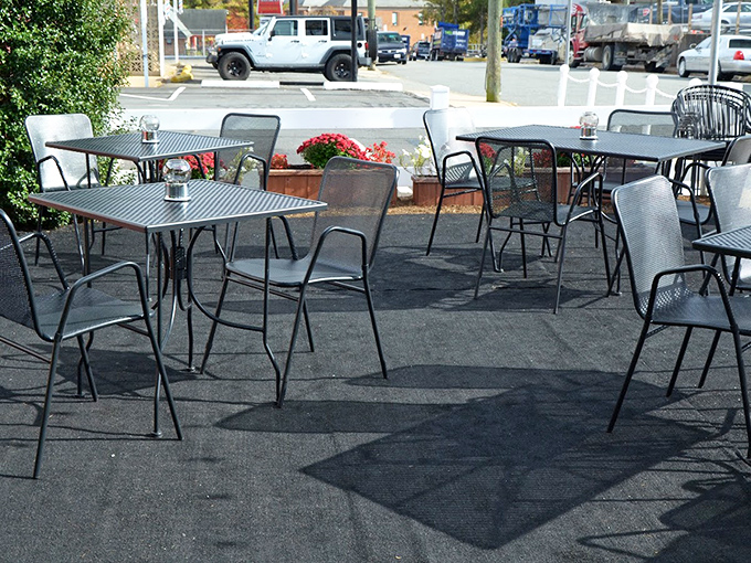 The outdoor patio offers al fresco dining for those who prefer their steak with a side of fresh Virginia air and people-watching.