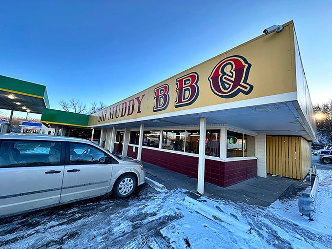 Even in winter, Big Muddy BBQ stands as a warm beacon of smoky salvation against the Missouri cold.