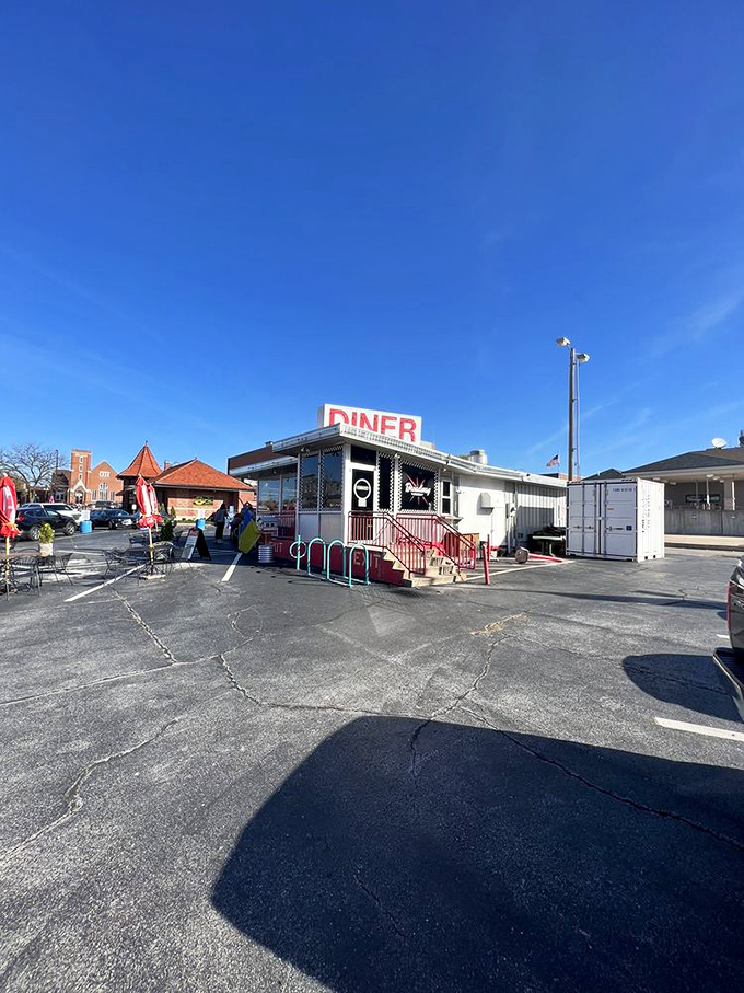 Morning sunshine bathes the diner in golden light, promising another day of serving up the breakfast dreams that have sustained Columbia for decades.
