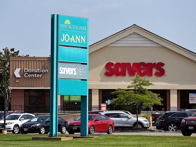 The Newington Park shopping center: home to Savers and its donation center. Where one person's spring cleaning becomes another's fall wardrobe refresh.