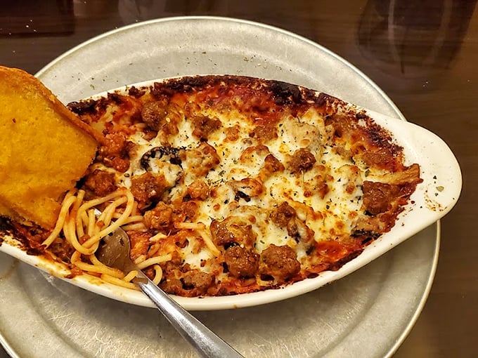 Pasta that doesn't play second fiddle to the pizza&mdash;a saucy, cheese-topped contender worthy of your attention.