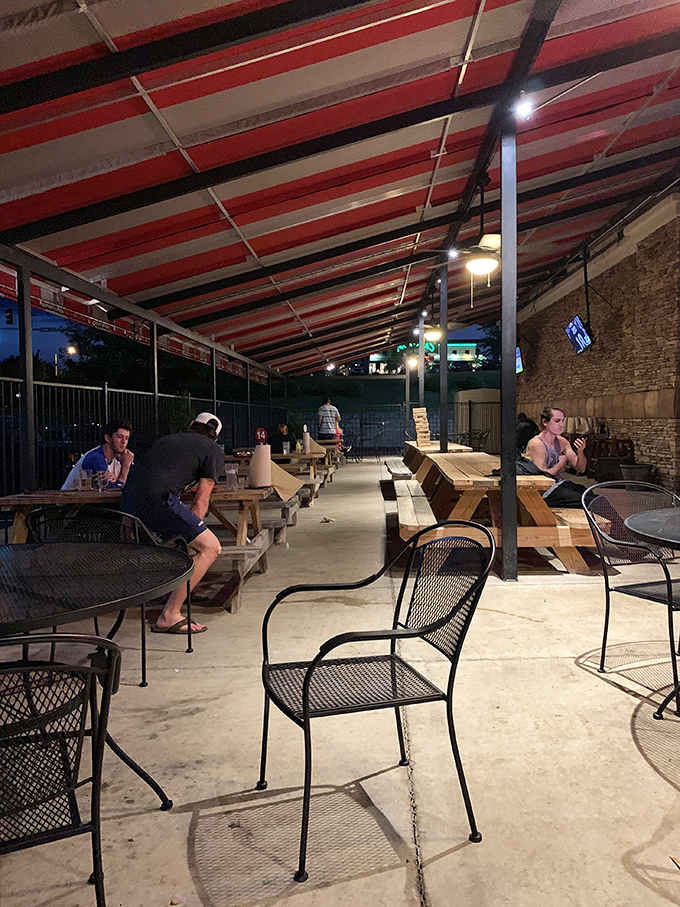 The outdoor patio &ndash; where fresh air enhances appetite and picnic tables invite you to linger long after your burger is gone.