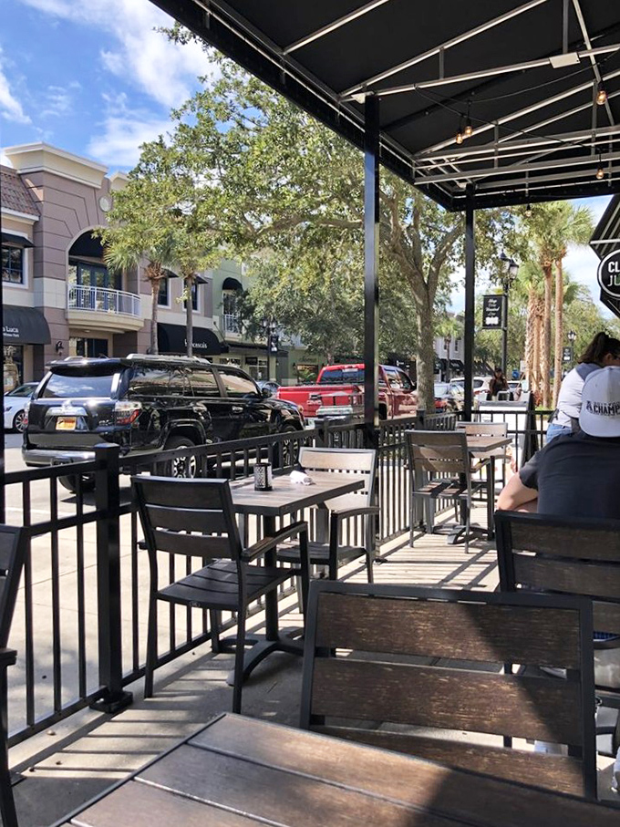 The outdoor patio offers prime people-watching real estate while you contemplate which burger to try on your inevitable return visit.