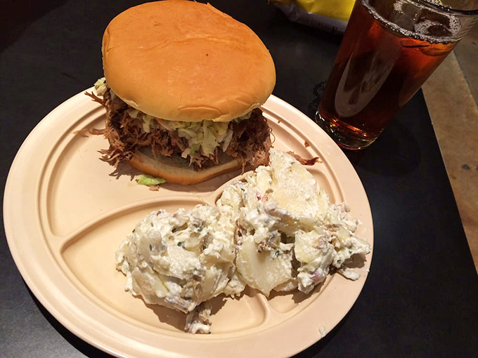 The humble pulled pork sandwich&mdash;proof that sometimes the simplest delivery system for smoked meat is still the most satisfying.