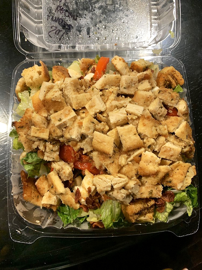 This isn't just a salad &ndash; it's a tactical deployment of croutons, veggies, and dressing that makes eating greens feel like an indulgence rather than a virtue.