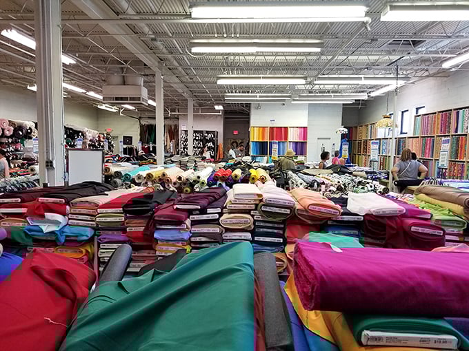 Where crafters gather like food lovers at a farmer's market, each one hunting for that perfect textile ingredient for their next masterpiece.