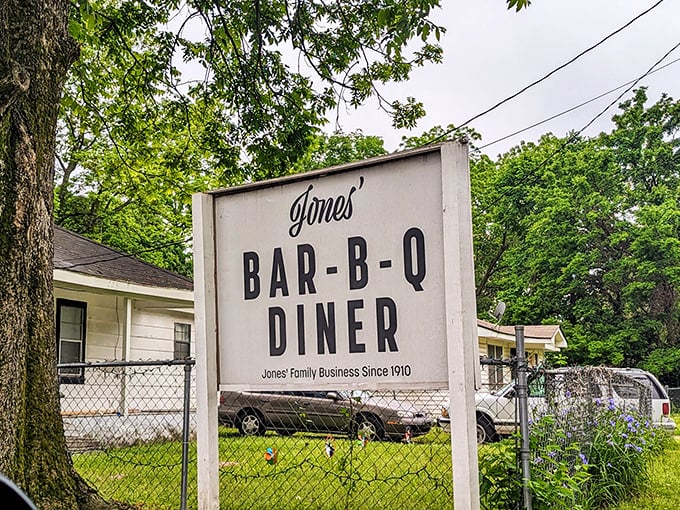 A sign of greatness. The understated marquee announces not just a restaurant but a family legacy that has shaped Arkansas barbecue history.