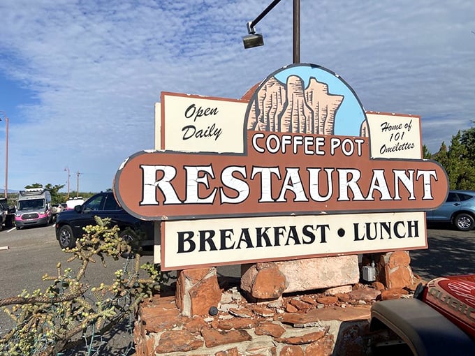 The iconic sign promises 101 omelettes and delivers on that promise daily. It's like a lighthouse for the breakfast-starved.