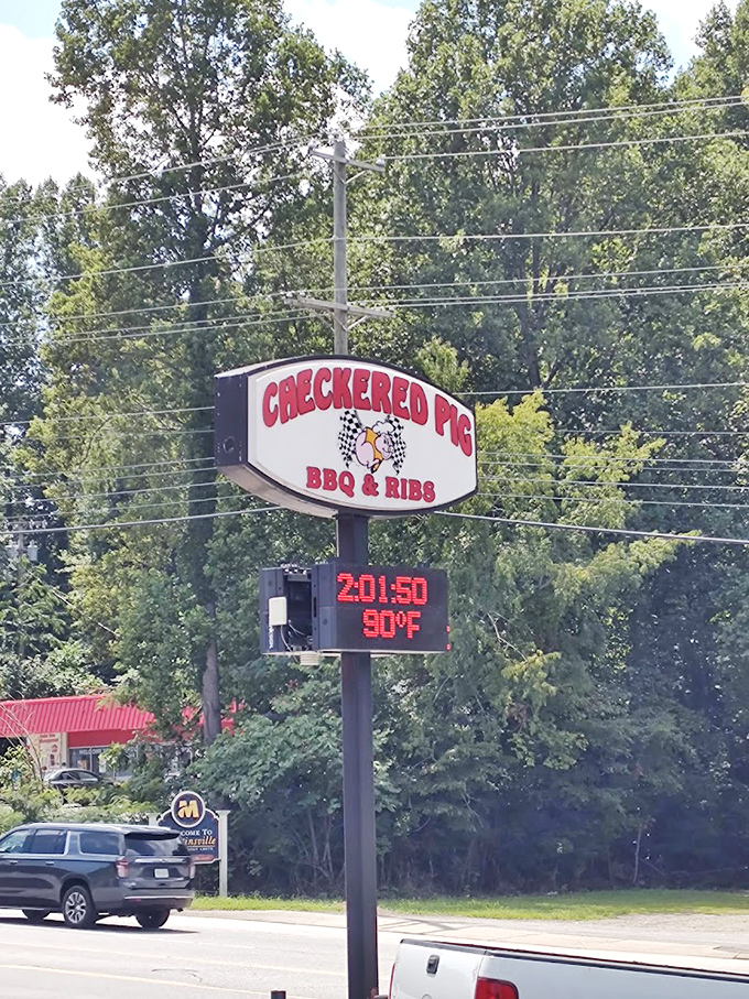 The roadside beacon that guides hungry travelers like a North Star of smoked meat. That temperature reading? Just a reminder that good things take heat.