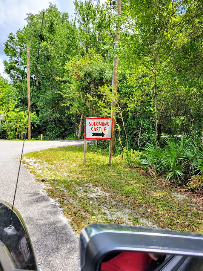 The humble roadside sign points the way to wonderland. Like the best Florida attractions, Solomon's Castle doesn't need neon &ndash; just follow the arrow and trust.