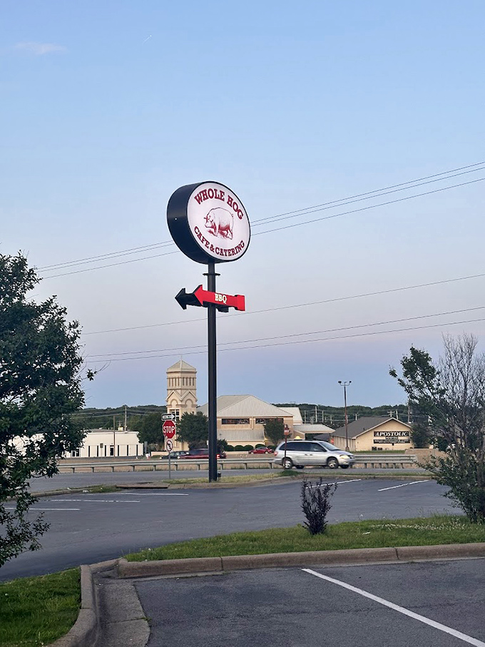 The beacon that guides hungry travelers&mdash;a sign promising salvation for empty stomachs and barbecue dreams.