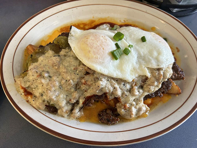 The Southwest Slinger laughs at hangovers with its powerful combination of meat, eggs, and gravy&mdash;breakfast as both pleasure and medicine.