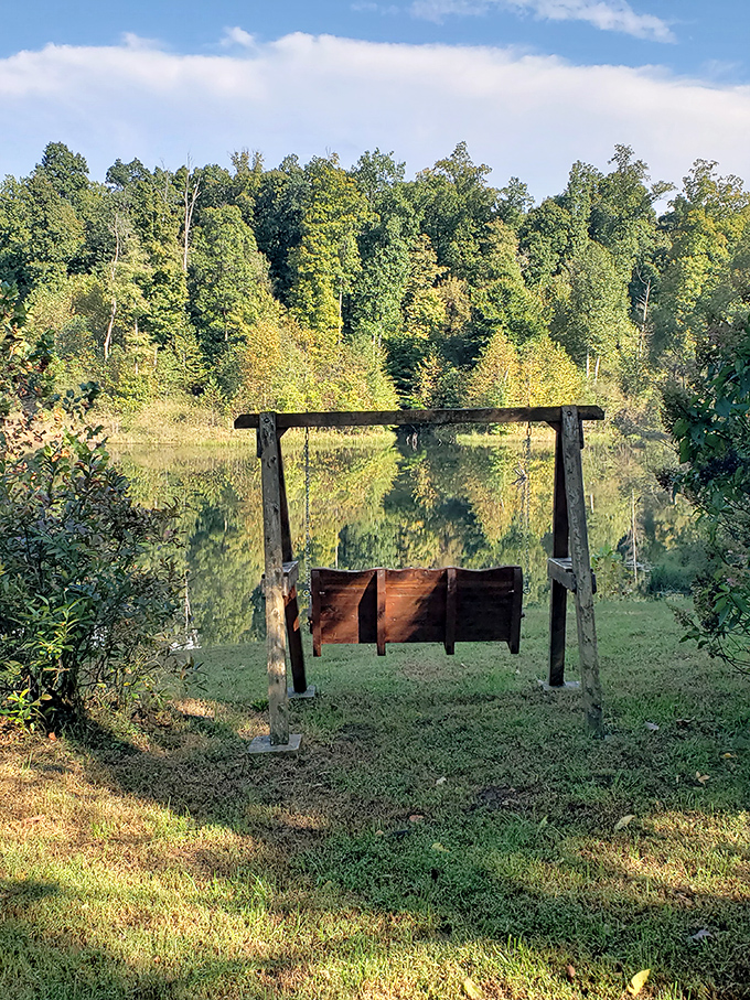 The perfect spot to contemplate life's big questions: "Is that my reflection in the lake or have I actually been transported to medieval times?"