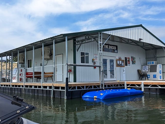"The Docks" marina store&mdash;where forgotten sunscreen and fishing tackle meet ice cream cravings. The ultimate one-stop shop for lake life necessities.