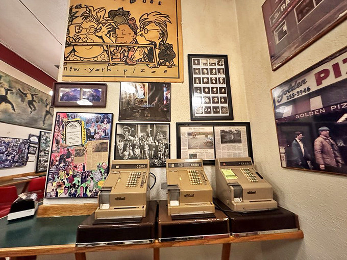 Those vintage cash registers aren't hipster props&mdash;they're battle-tested veterans from an era when pizza didn't need to be "elevated" to be perfect.