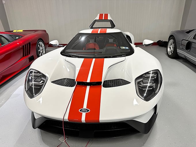 Supercar royalty in white: This modern Ford GT represents Detroit's triumphant return to the world stage of automotive excellence.