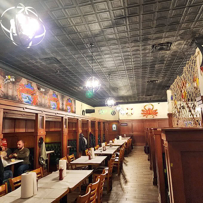 Fishing nets and wooden booths create the perfect backdrop for the real stars: platters of seafood that make you forget you're in Kansas.