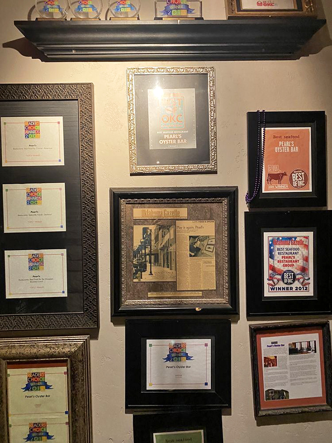 A wall of awards that tells you what locals already know: Pearl's isn't just good seafood for Oklahoma&mdash;it's good seafood, period.