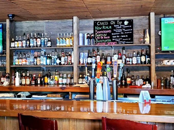 A bar stocked with enough spirits to keep the ghosts of old sailors happily haunting these historic walls for centuries to come.