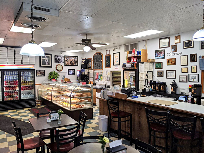 The counter seating offers front-row tickets to the donut show. Like sitting at a sushi bar, but with more sprinkles.