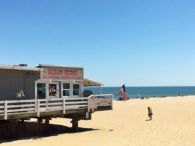 With golden sand below and endless blue above, Ocean Eddie's location is the kind of postcard-perfect setting that makes seafood taste even better.