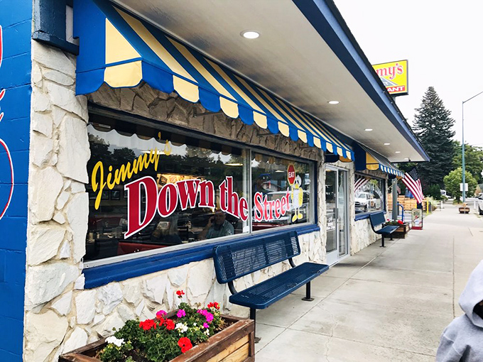 The blue bench outside isn't just seating—it's the waiting room for flavor paradise. Worth every minute of anticipation.