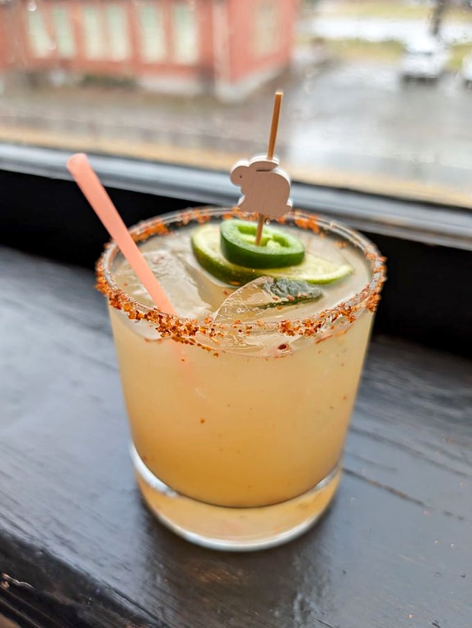 This isn't just a margarita&mdash;it's a vacation in a glass, complete with a spicy rim and a tiny rabbit garnish that's having more fun than you are.