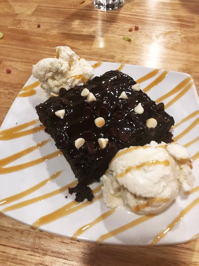 This brownie with vanilla ice cream might be the simplest dessert on the menu, but sometimes the classics are classics for deliciously good reasons.