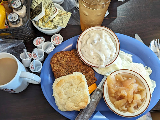 This isn't just breakfast &ndash; it's a blue plate special love letter to morning hunger, complete with gravy-filled punctuation marks.