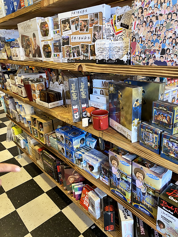Pop culture shrine where Harry Potter meets Friends in sugary solidarity. Because nothing says "I love this show" like themed chocolate.
