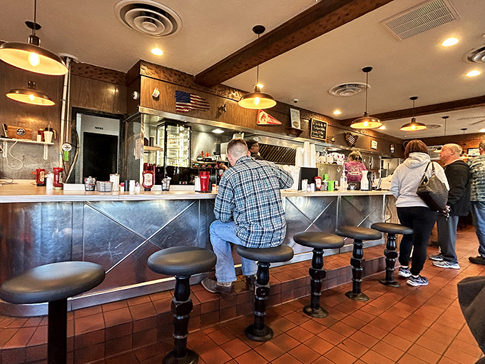 The counter where breakfast dreams come true. These stools have witnessed more morning revelations than most therapists' couches.