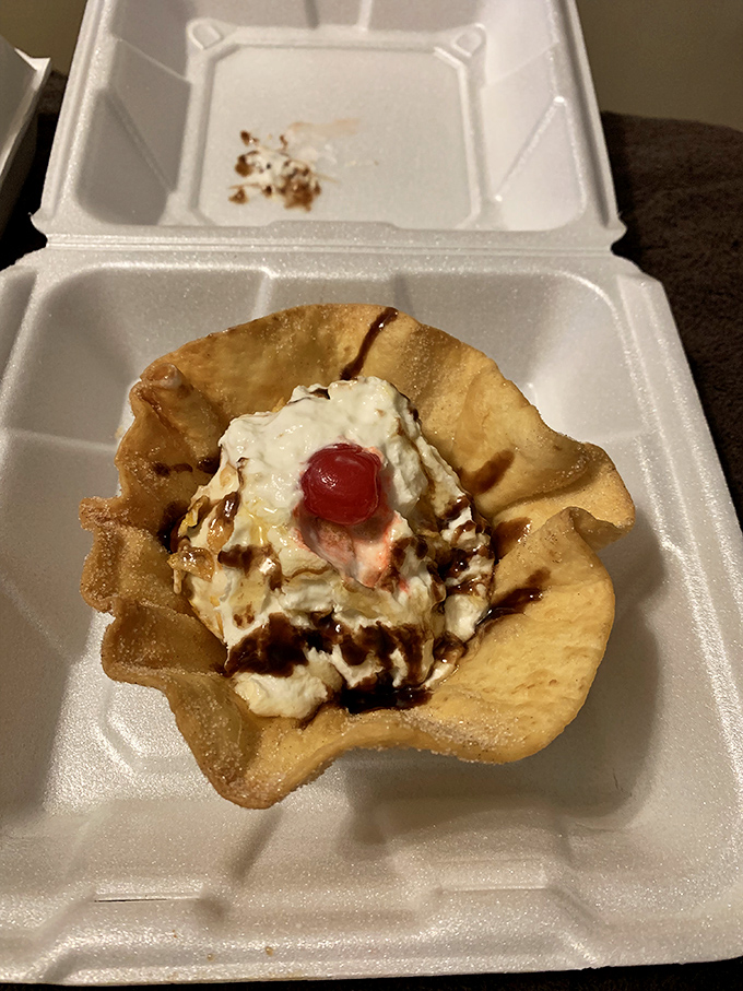 This isn't just dessert&mdash;it's the finale to your Mexican food symphony, a crispy shell cradling cool sweetness like a hammock made of happiness.