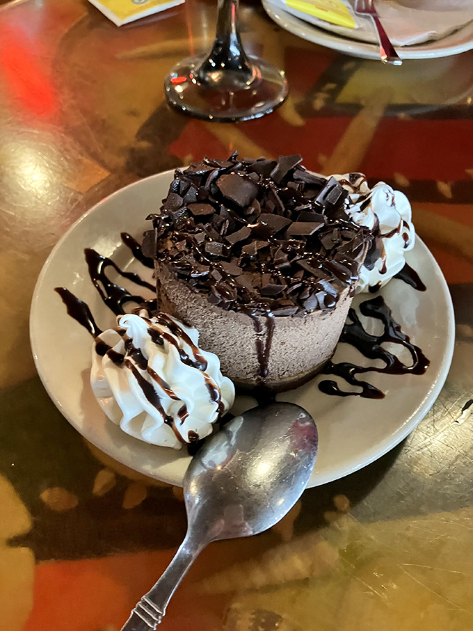 When seafood fatigue finally sets in, this chocolate dessert stands ready to convince you that saving room was the wisest decision you've made all day.