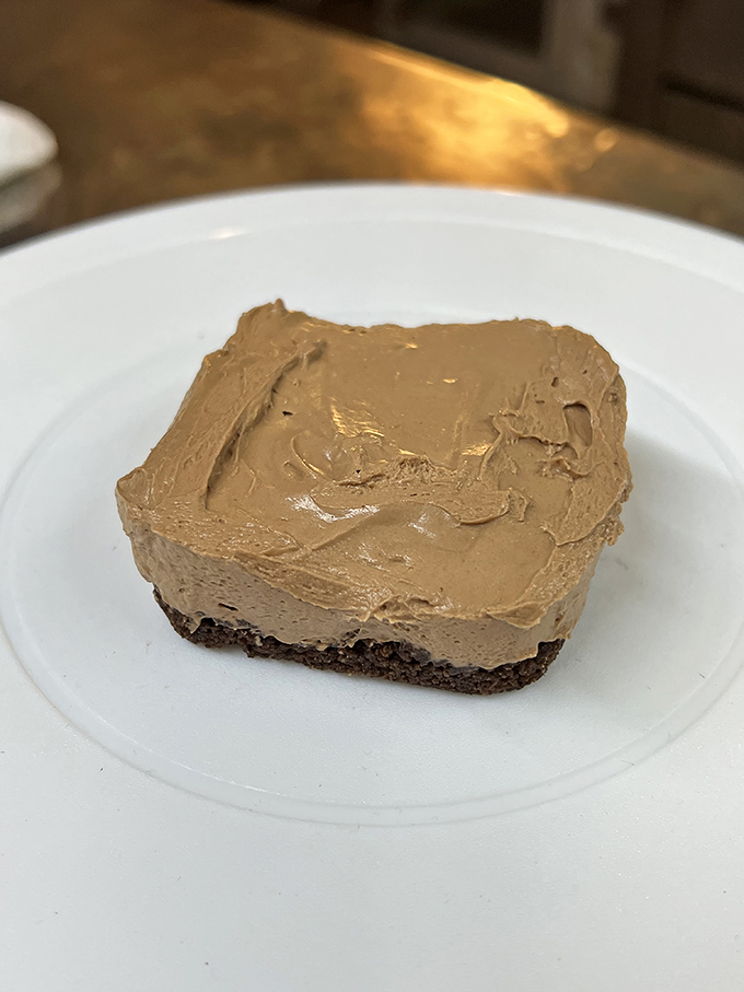 After a barbecue feast, this chocolate dessert square offers sweet closure. Like finding an unexpected twenty in your pocket, it's the perfect ending to an already perfect meal.